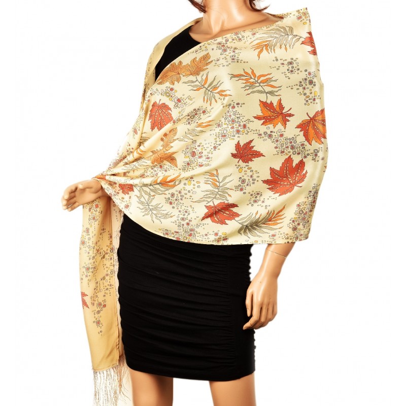 PAVLOVO POSAD 100% SILK SCARF RUSSIAN SHAWL TIPPET STOLE WRAP 190 cm ...